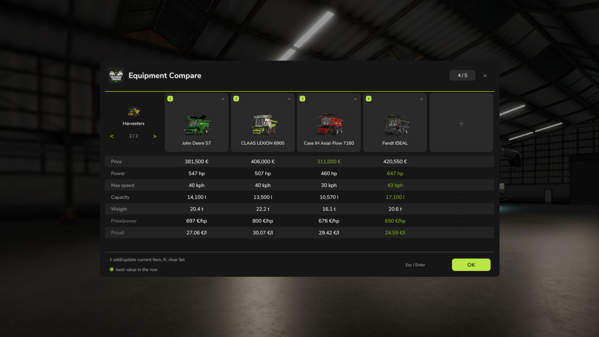 Equipment Compare V1.0.2.8 – FS25.net