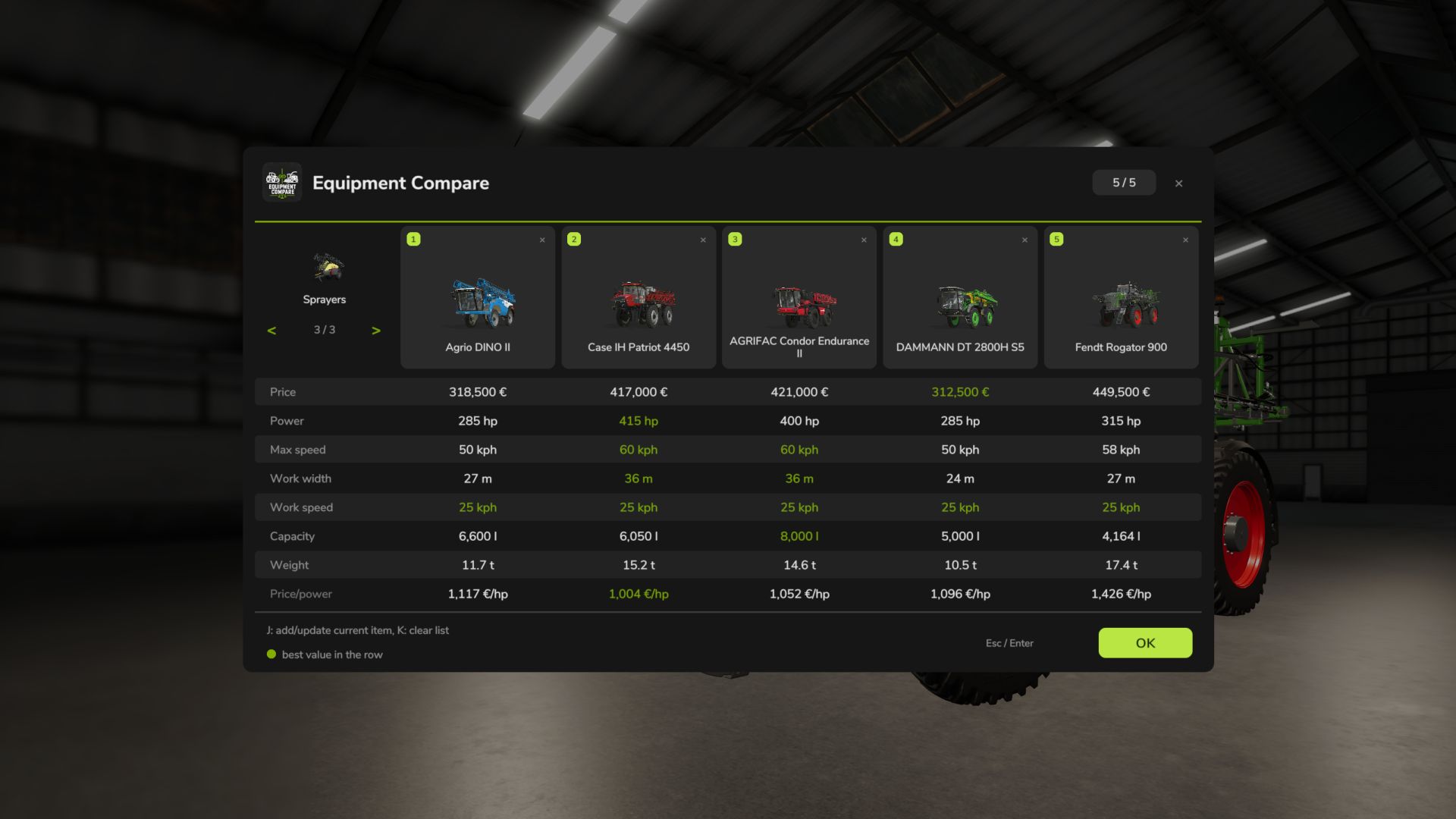 Equipment Compare V1.0.2.8 – FS25.net